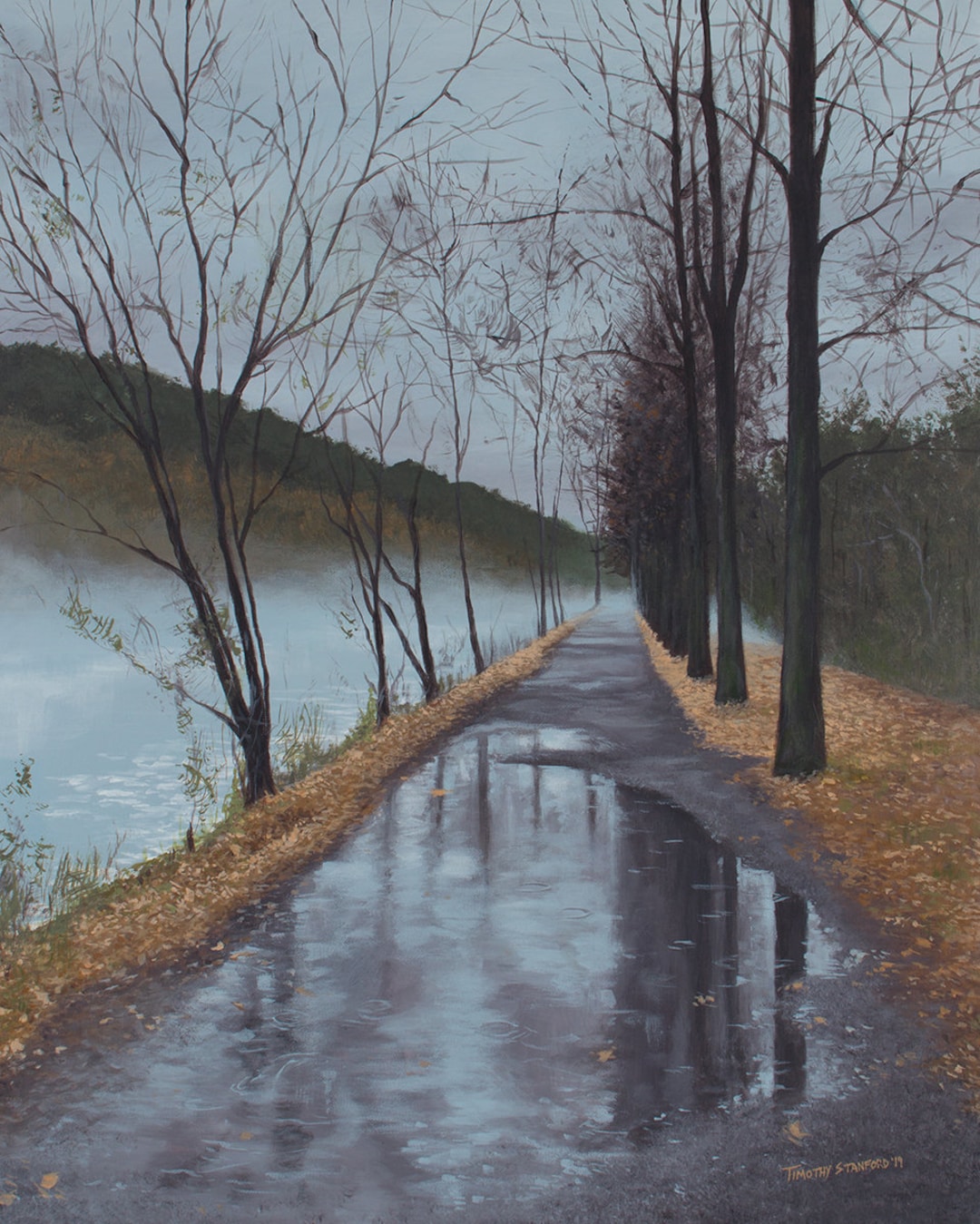 Rainy Path Print of Original Painting, Realistic Winter Landscape ...
