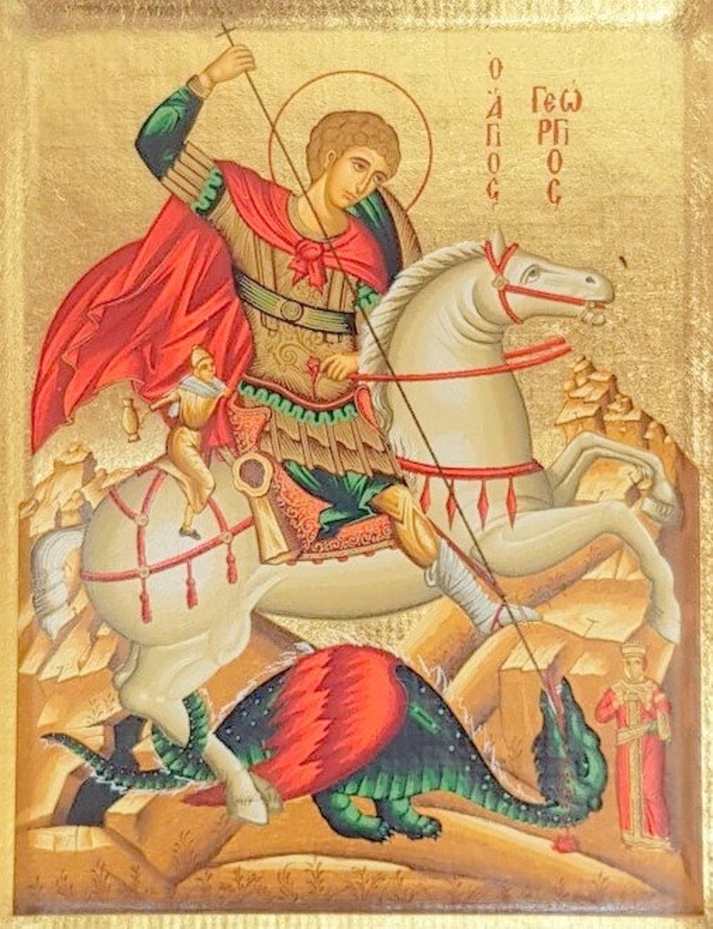 Orthodox Icon of St George Dragon Silk Screen Serigraph Icon | Etsy