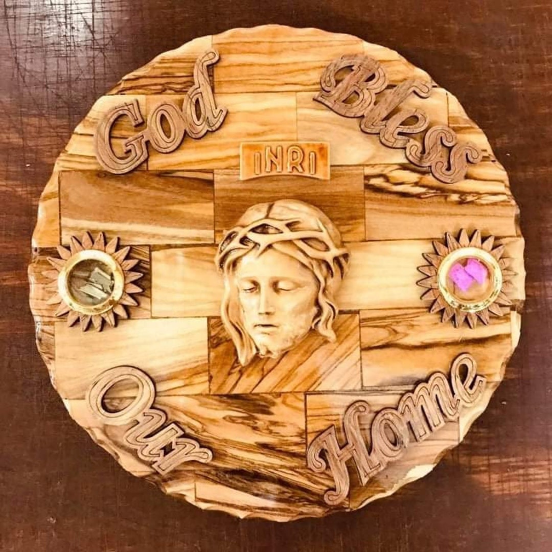 God Bless Our Home Wood Wall Plaque, Jesus Christ Home Blessing ...
