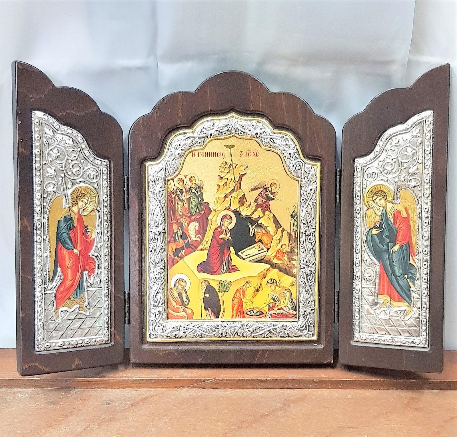 Triptych Icon Orthodox Nativity Scene Saint Michael | Etsy