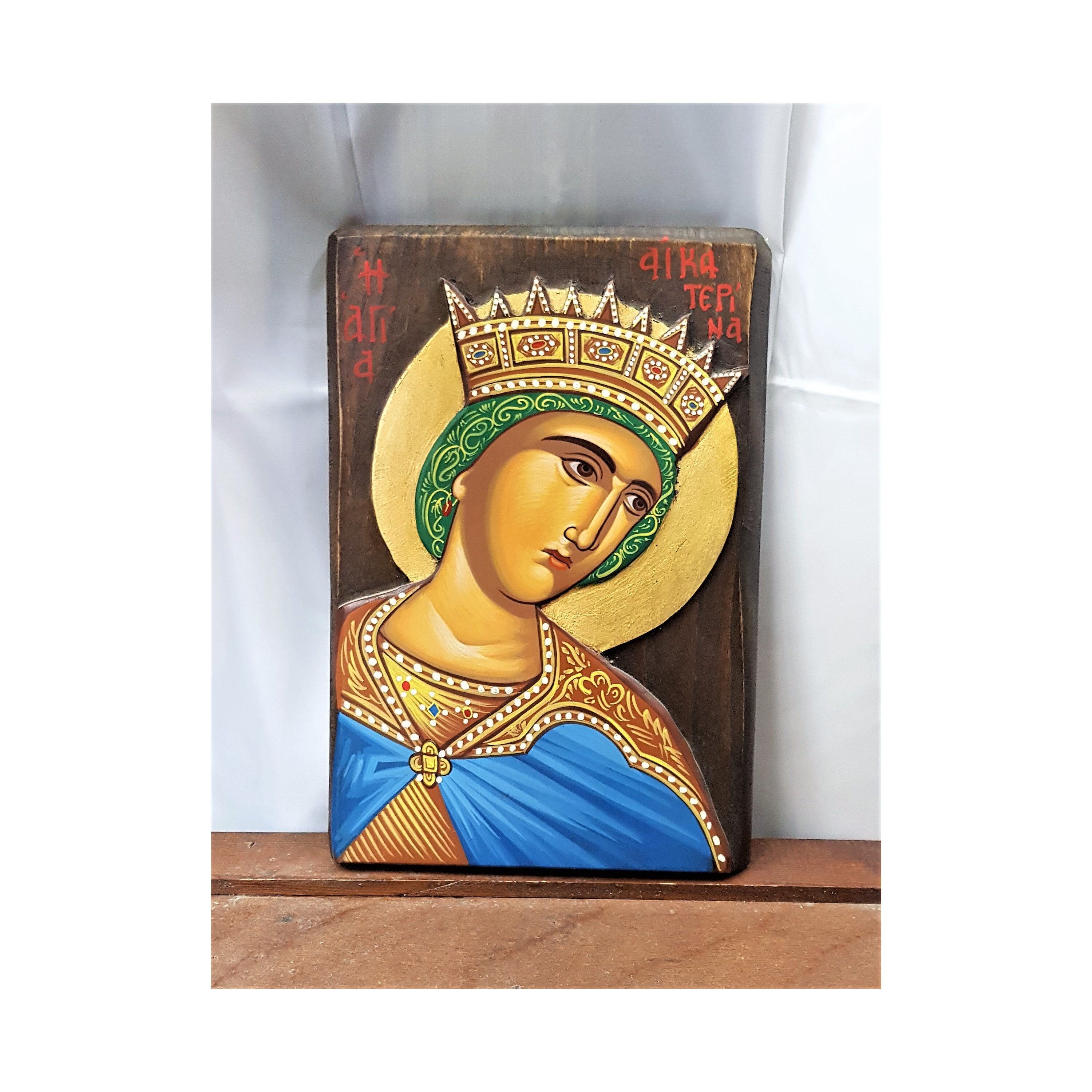 Hand Painted Icon Saint Katrina Hand Carved Icon | Etsy