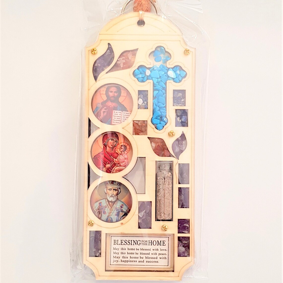 Blessing for Home Icon and Gemstone Wall Decor Handmade in - Etsy