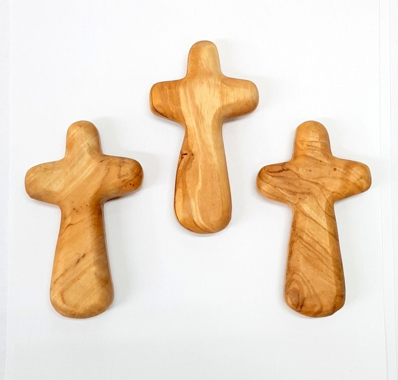 Comfort Cross Carved From Bethlehem Olive Wood, 4.5 in Prayer Cross ...