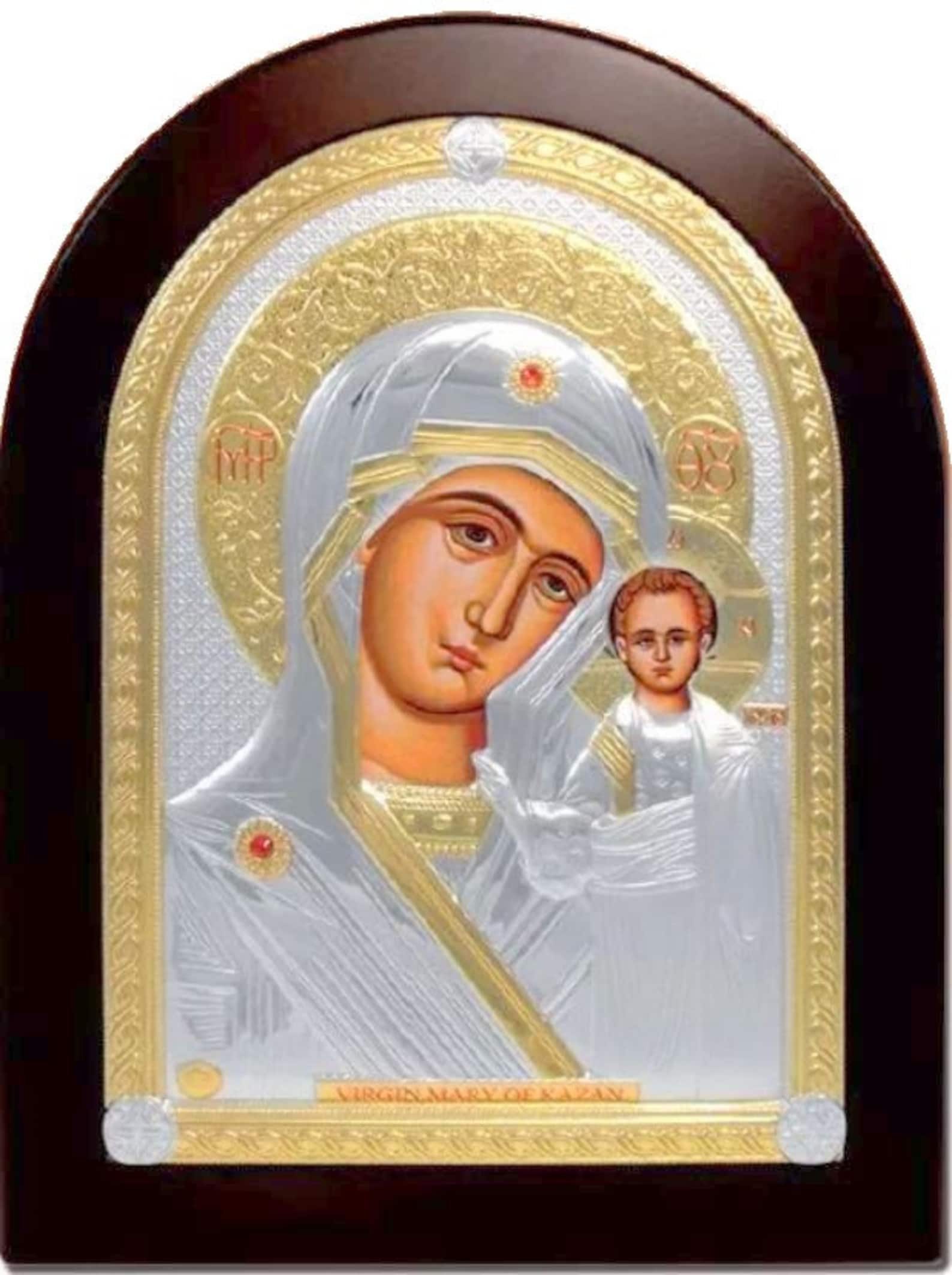 Virgin Mary of Kazan Orthodox Icon Made From Silver Small | Etsy