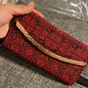 Palestinian Woven Purse, Red Black Small Clutch Bag, Traditional ...