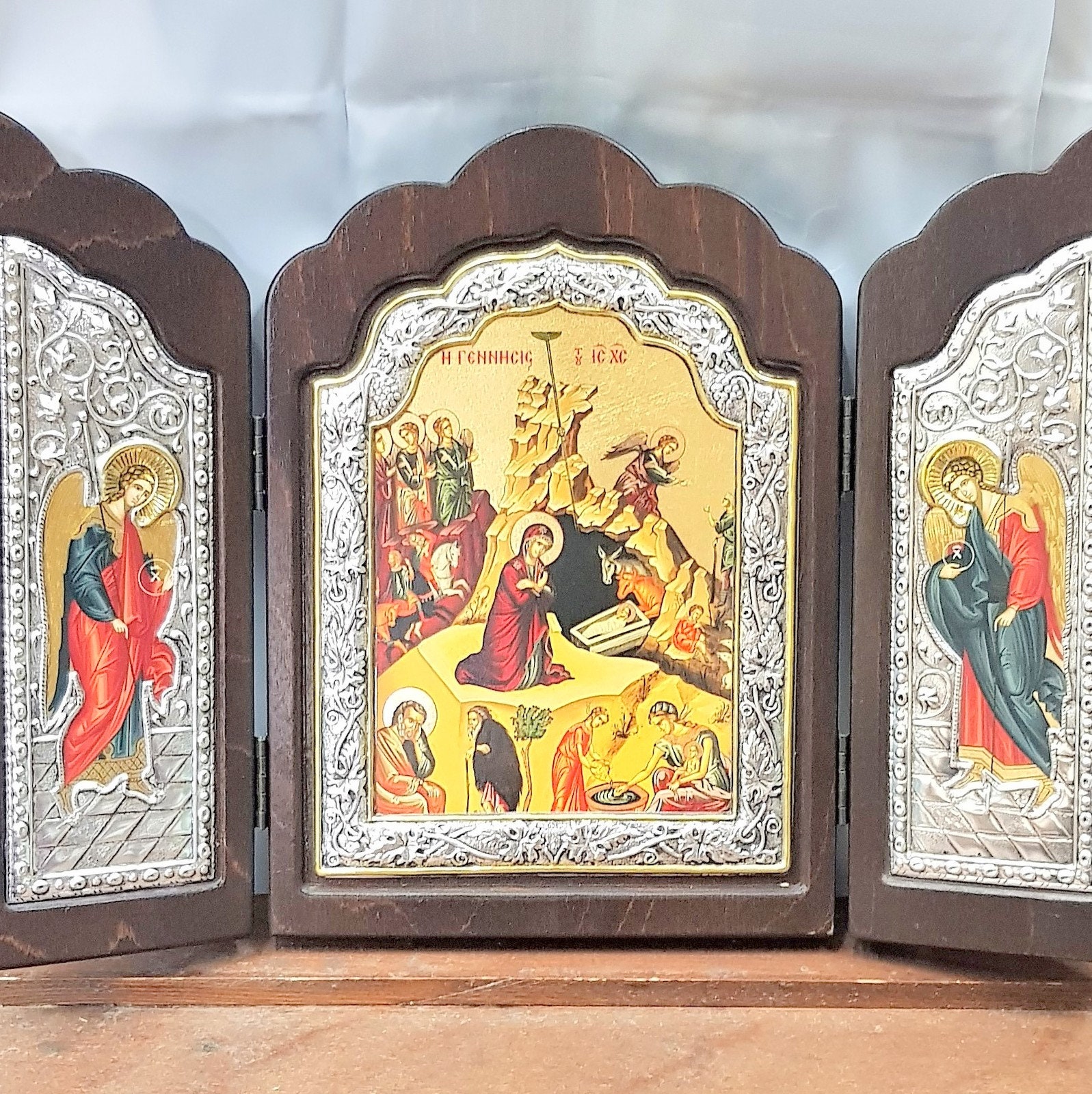 Triptych Icon Orthodox Nativity Scene Saint Michael | Etsy