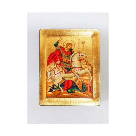 Orthodox Icon of St George Dragon Silk Screen Serigraph Icon | Etsy