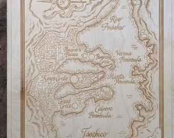 Wheel of time map of Tar Valon laser engraved wood | Etsy