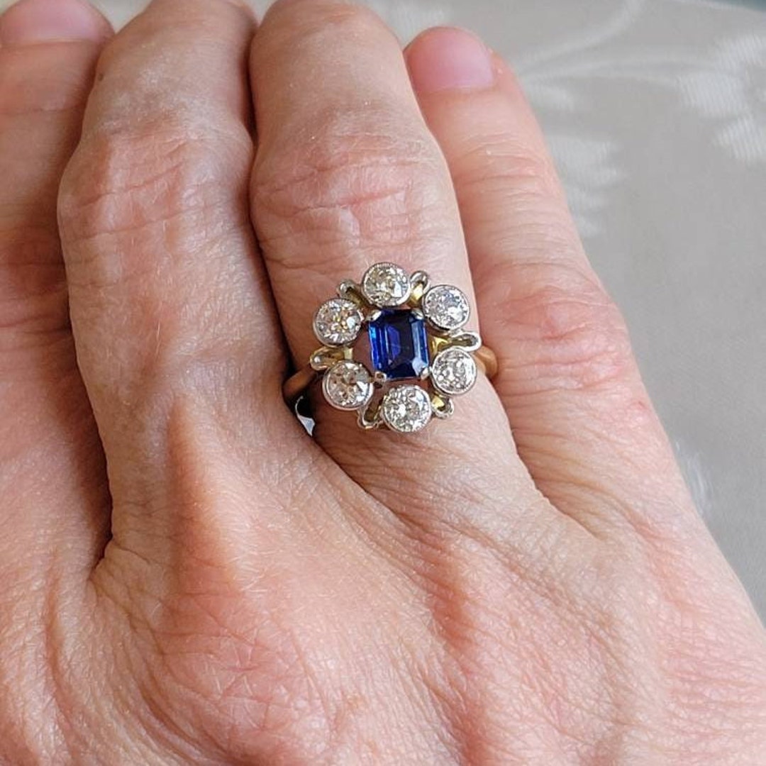 Layaway Available! Heirloom English Antique Art Deco Natural Sapphire ...