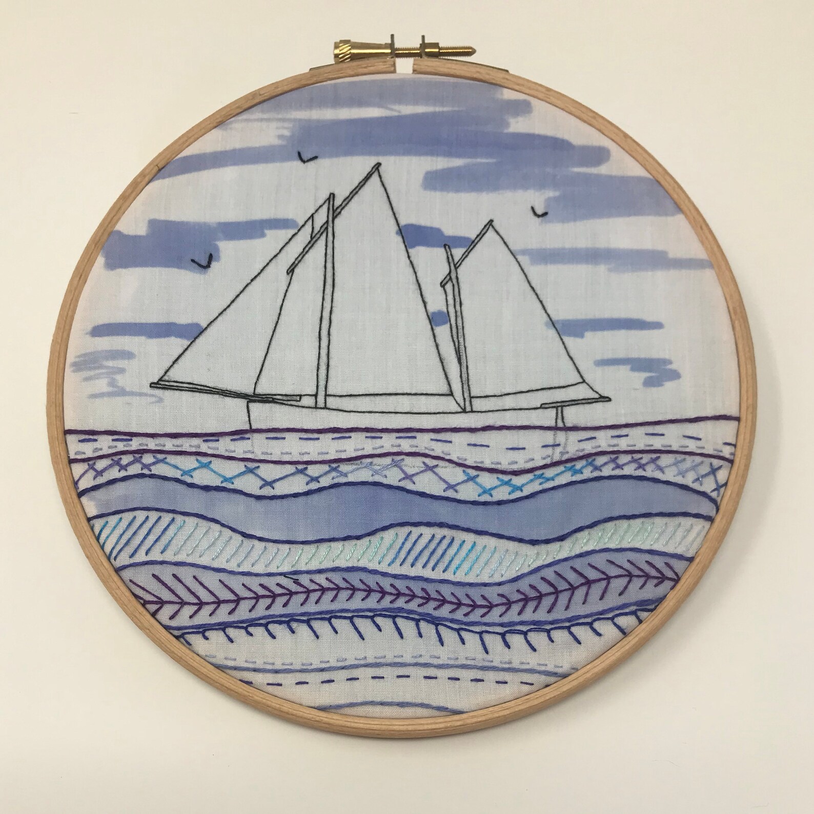 Sailing Ship Hoop Embroidery 6 Inches - Etsy UK