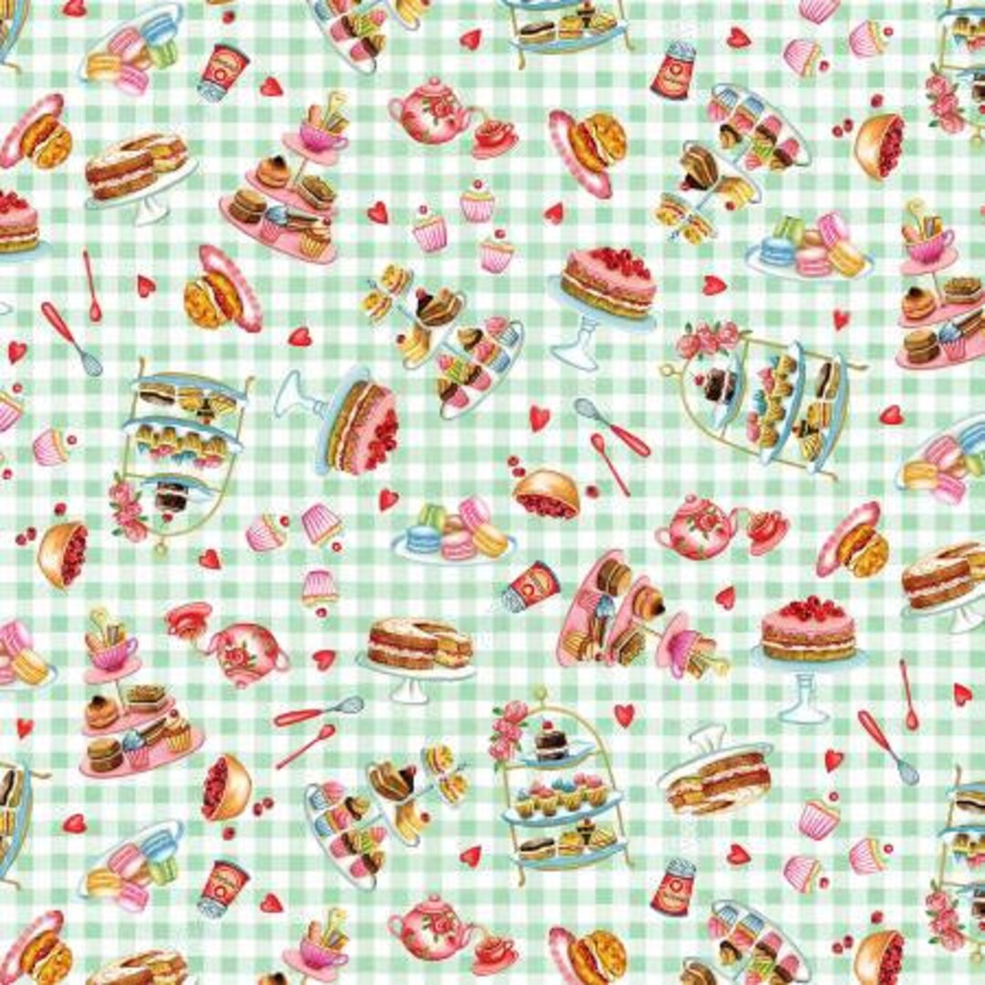 Michael Miller Afternoon Tea Green DDC11029 Fabric Quilting Masks ...