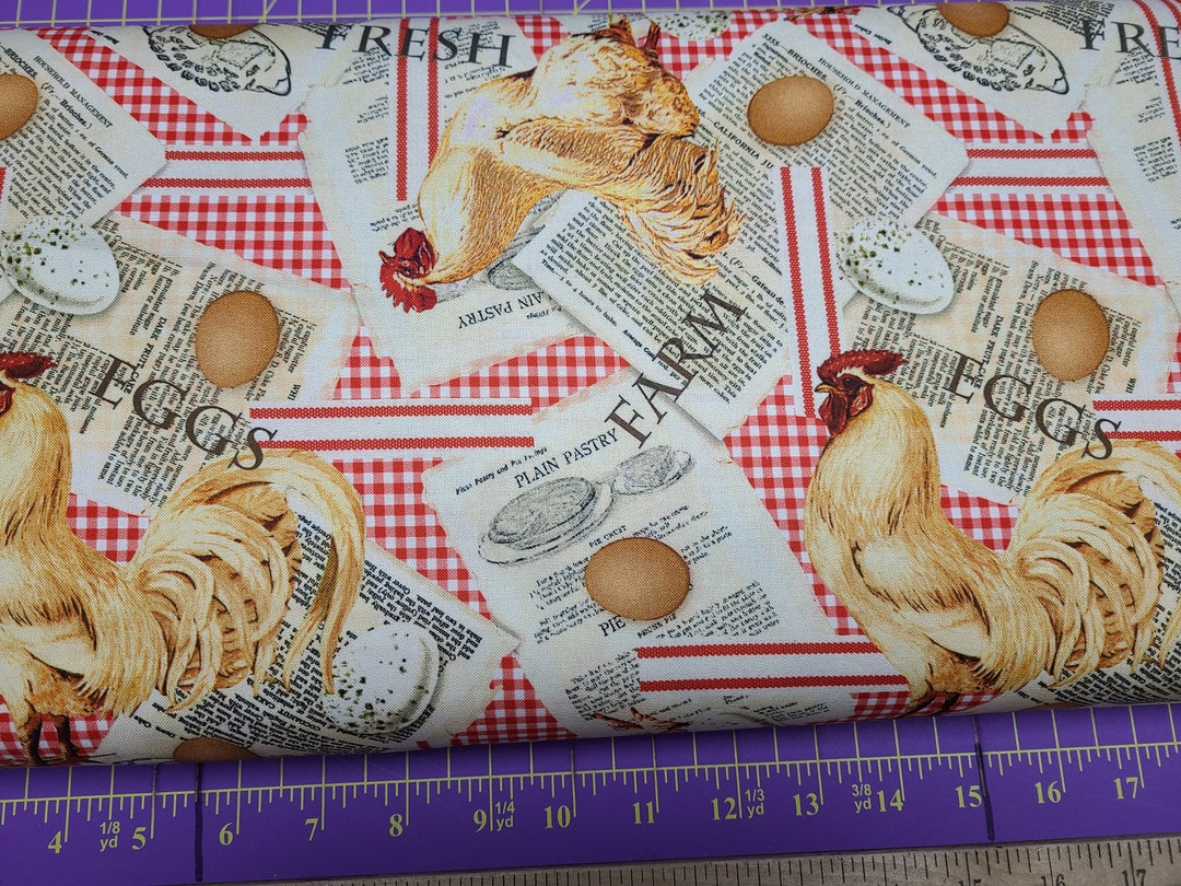Timeless Treasures Farm With Chickens Roosters Recipes Eggs CD1533 ...