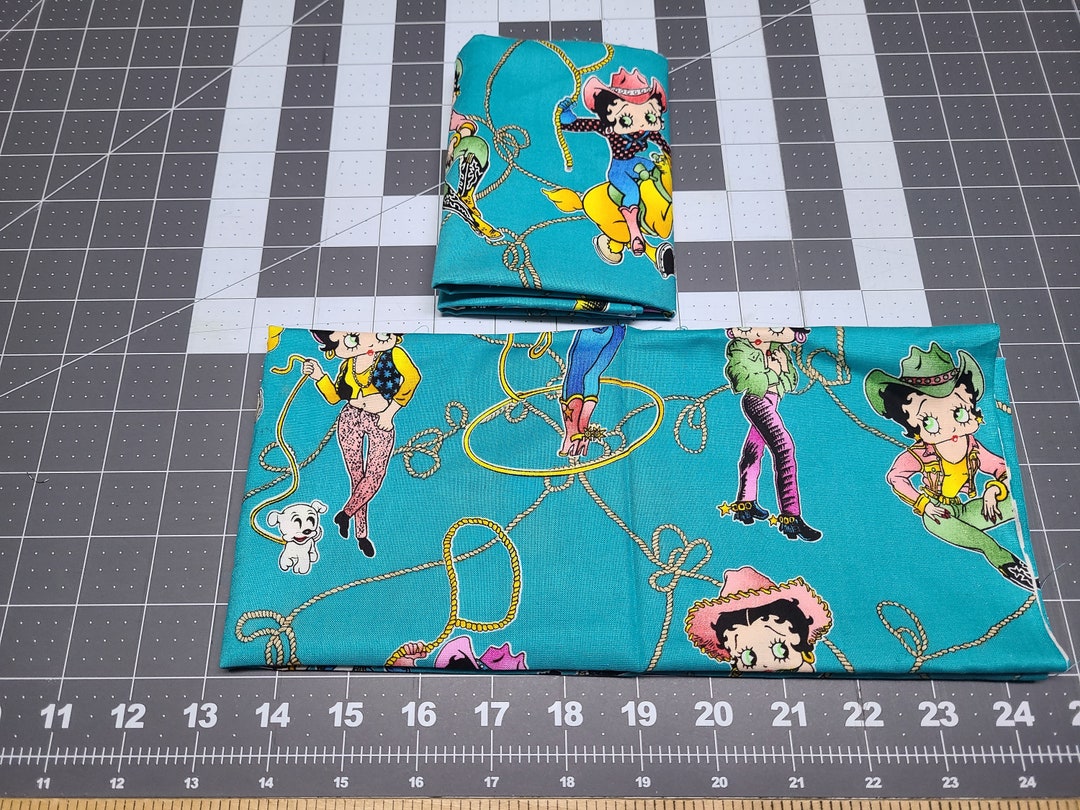Betty Boop Cow Girl on Aqua Fat Quarter Fabric FQ BTFQ Fat Quarter ...