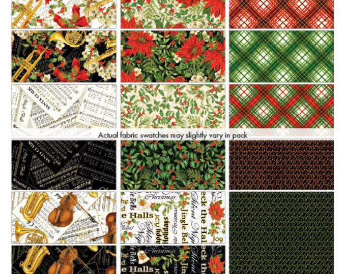 10" Layer Cake Pack of Benartex Christmas Musical Sewing Scrapbooking ...