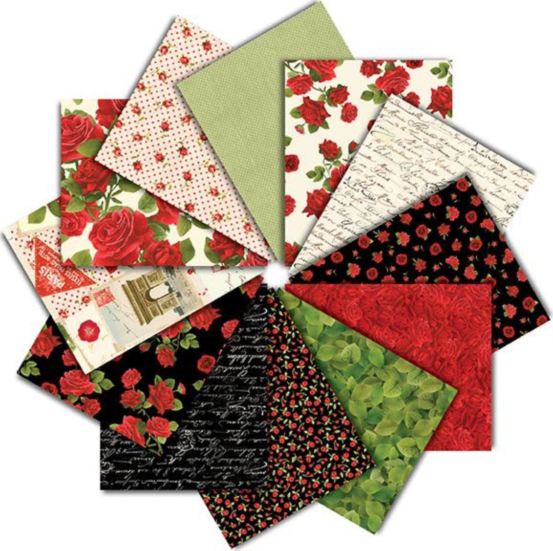 Timeless Treasures 12 Piece FQ Bundle Vintage Rose CPFQ12-CD Cotton ...