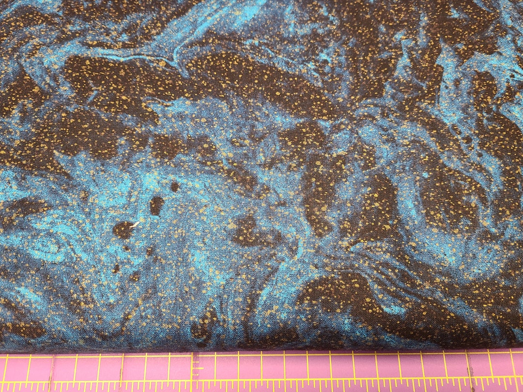 Keepsake Calico Oil Slick Turquoise With Sparkle Cotton Fabric Quilting ...