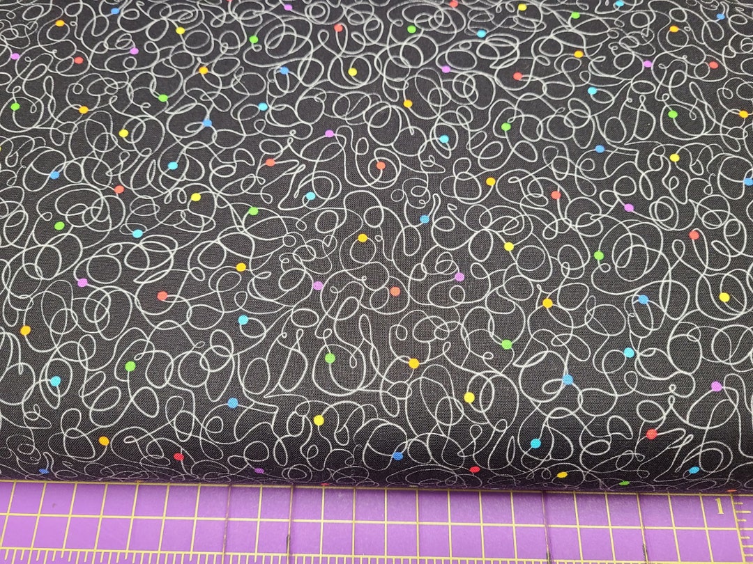 Timeless Treasures Strings With Lights on Black CD8830 Cotton Fabric ...