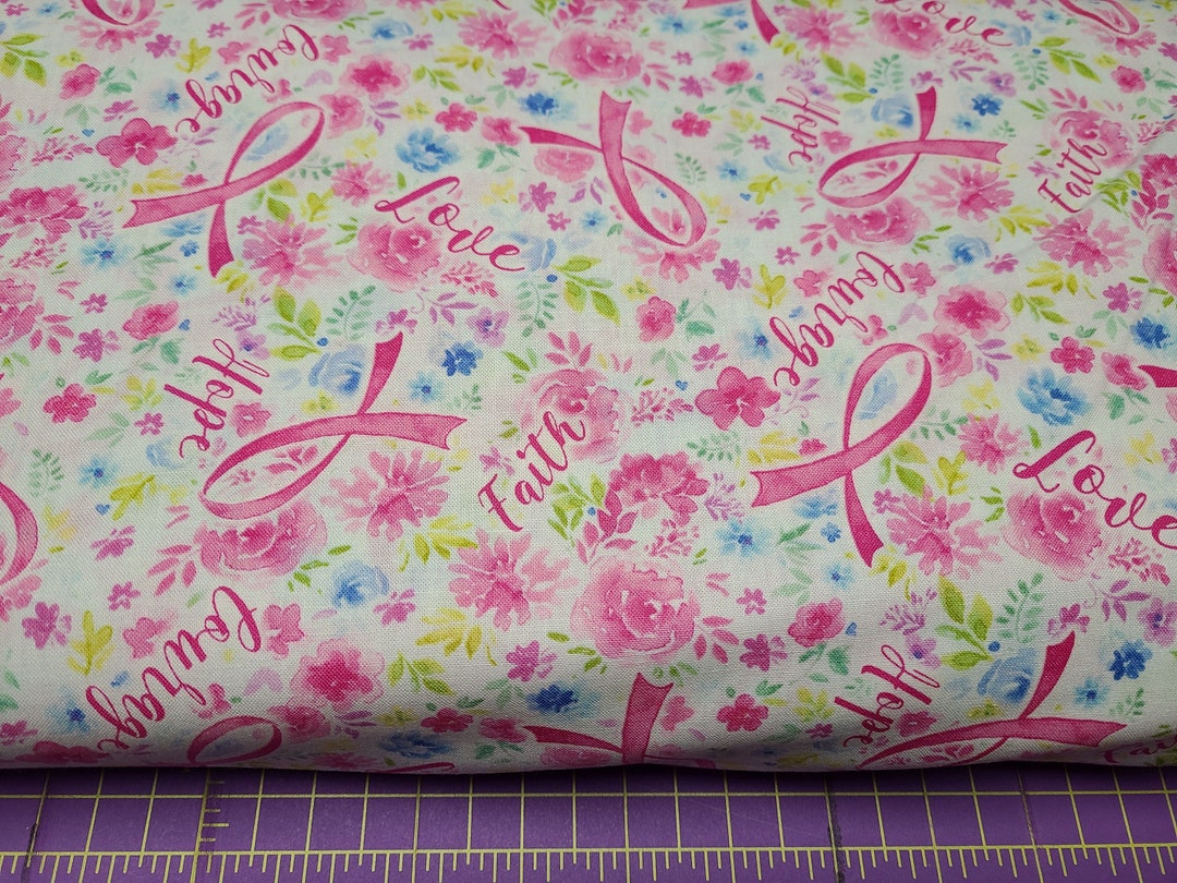 Timeless Treasures Breast Cancer Ribbon C7197 Cotton Fabric Quilting ...
