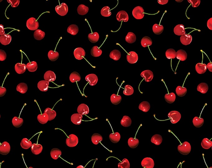 Benartex Cherry Hill Cute Cherries Black 14320-12 Fabric Quilting Masks ...