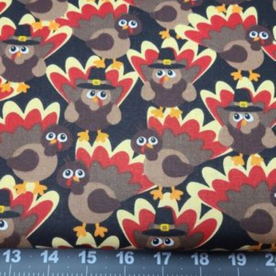 Packed Turkey Turkeys 100% Cotton Fabric Quilting Masks Crafts Sewing ...