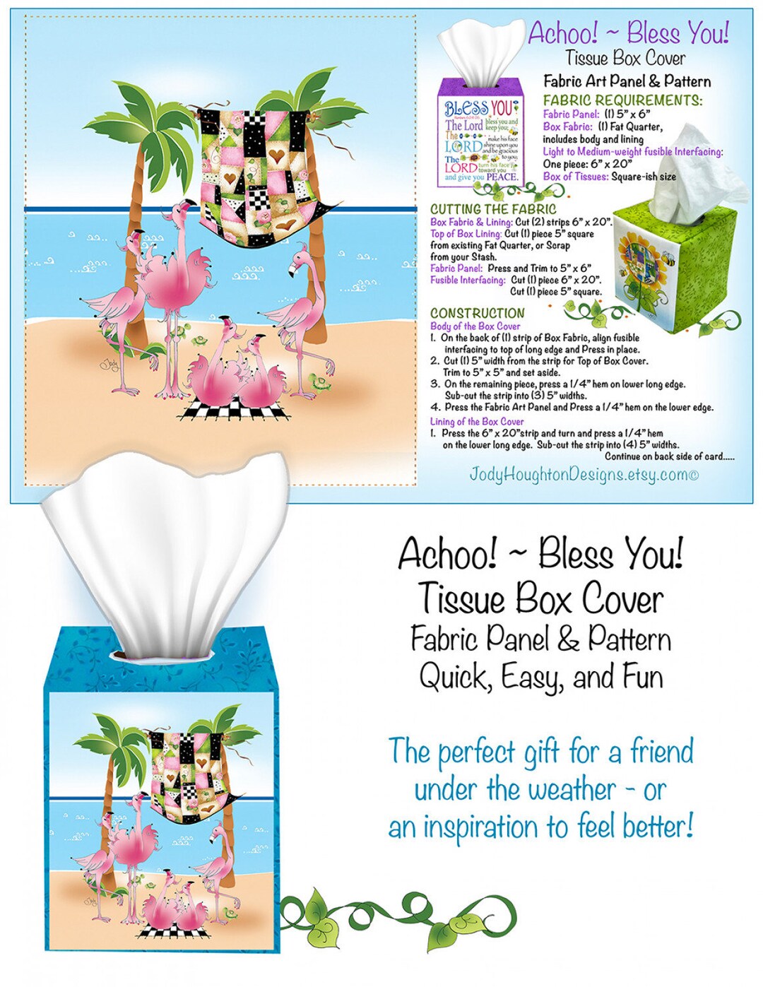 Flamingo Tissue Box Cover Panel and Pattern JHD-APP5005 - Etsy