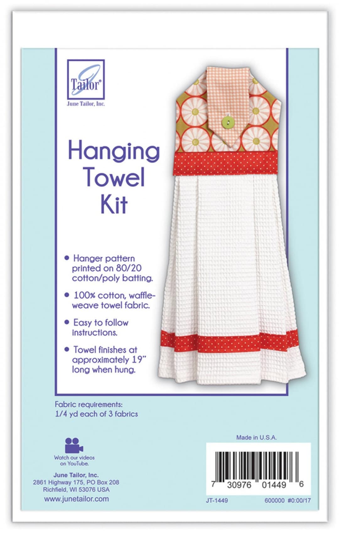 Jane Tailor Quilt as You Go Hanging Towel Kit # JT-1449 Sewing Crafting ...