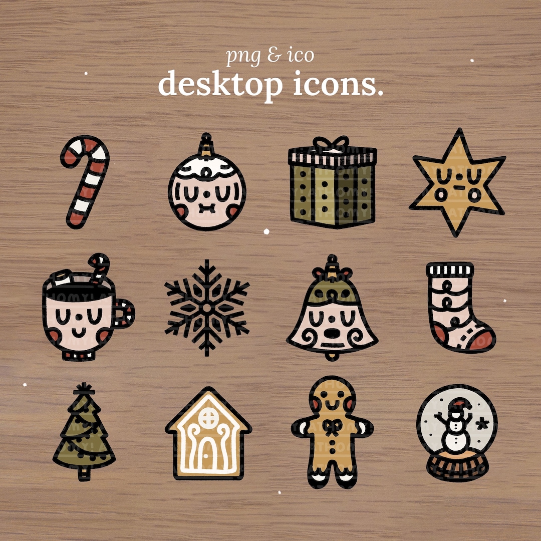 Christmas Desktop Icons for Windows PC and Mac Digital Icon Set for ...