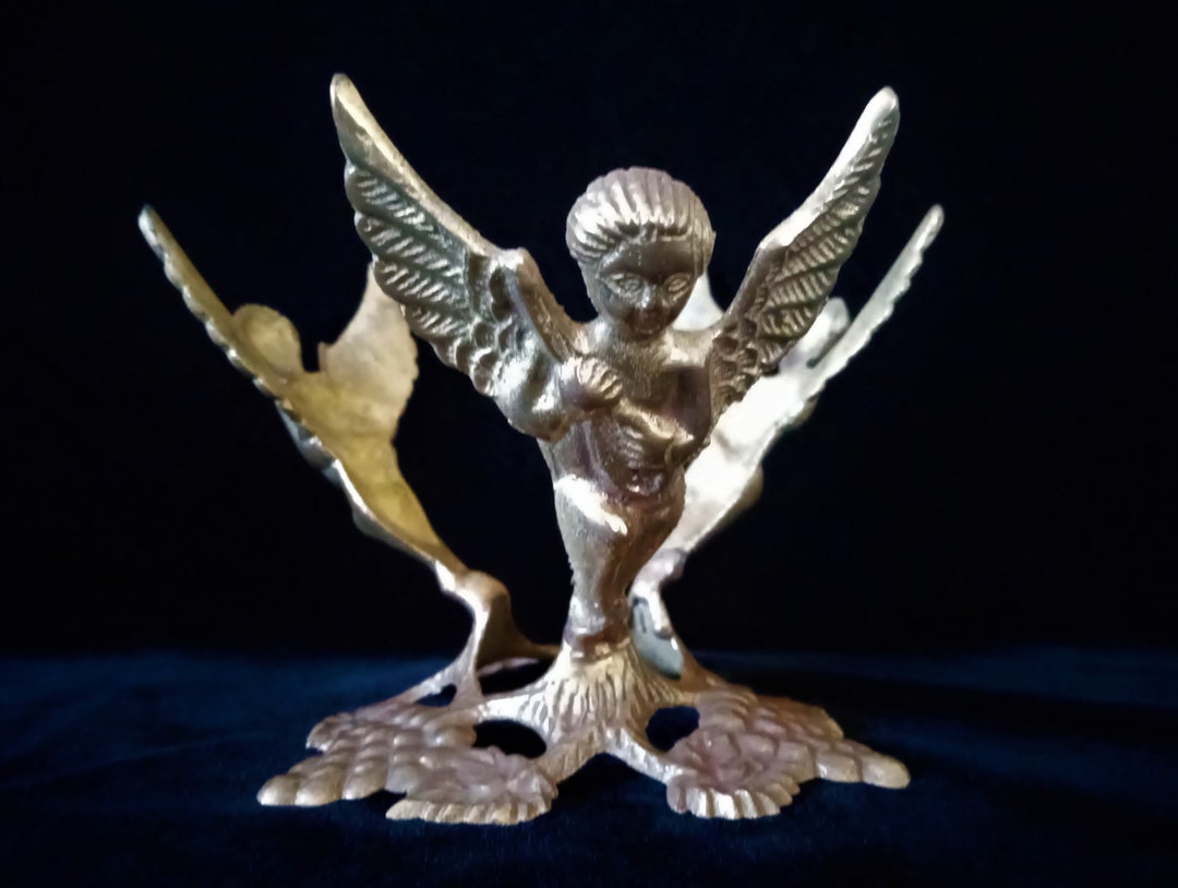 Rare Ornate Vintage ANGEL Metal CROWN | Solid BRASS Crown | Winged ...