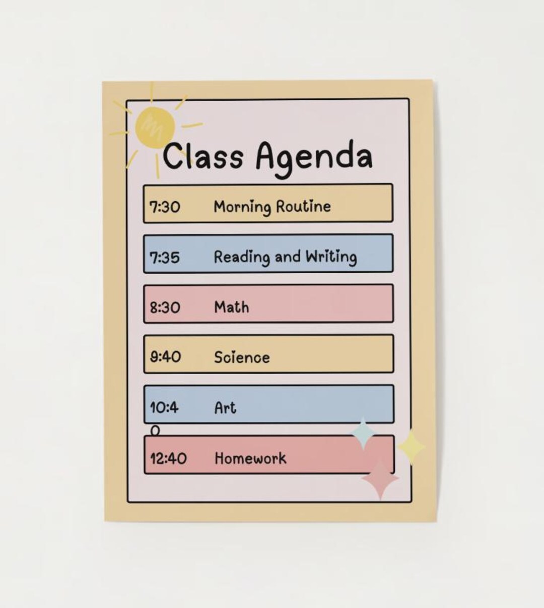 Customizable Class Agenda Template for Teachers - Etsy