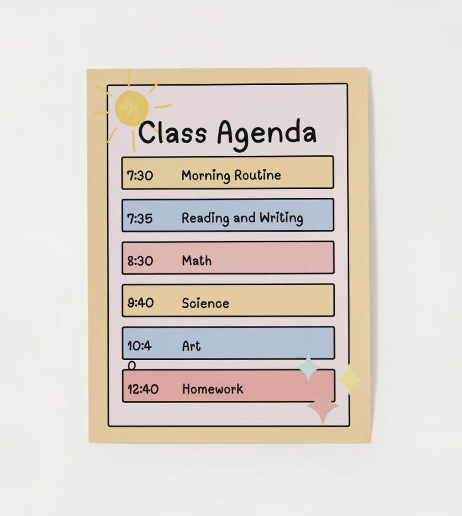 Customizable Class Agenda Template for Teachers - Etsy