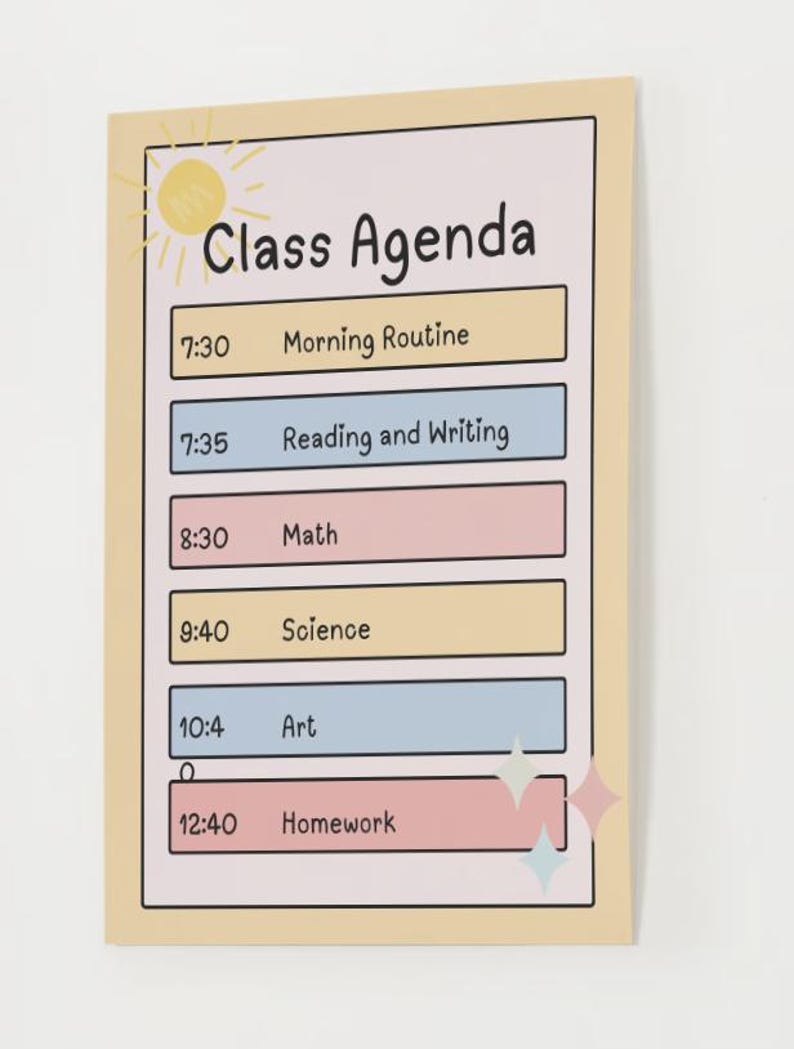 Customizable Class Agenda Template for Teachers - Etsy
