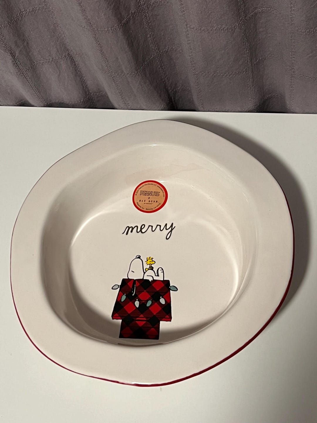 Rae Dunn X Peanuts Snoopy Christmas Pie Dish, Serving Dish “ MERRY” - Etsy
