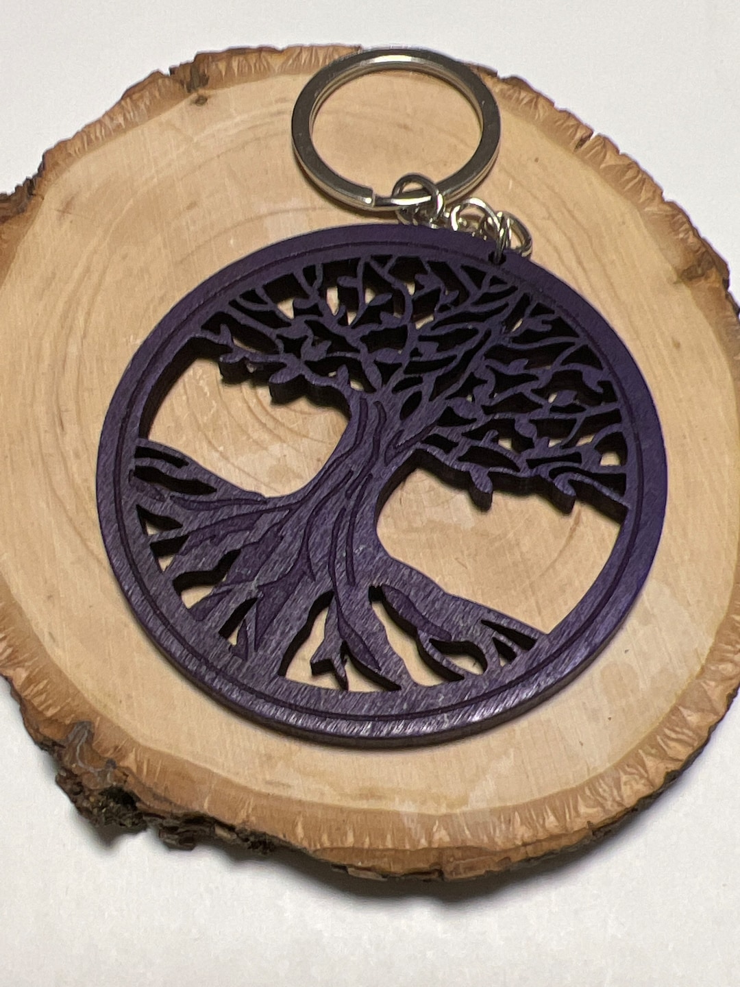 Tree of Life Keychain Woodcut Tree of Life Keychain - Etsy