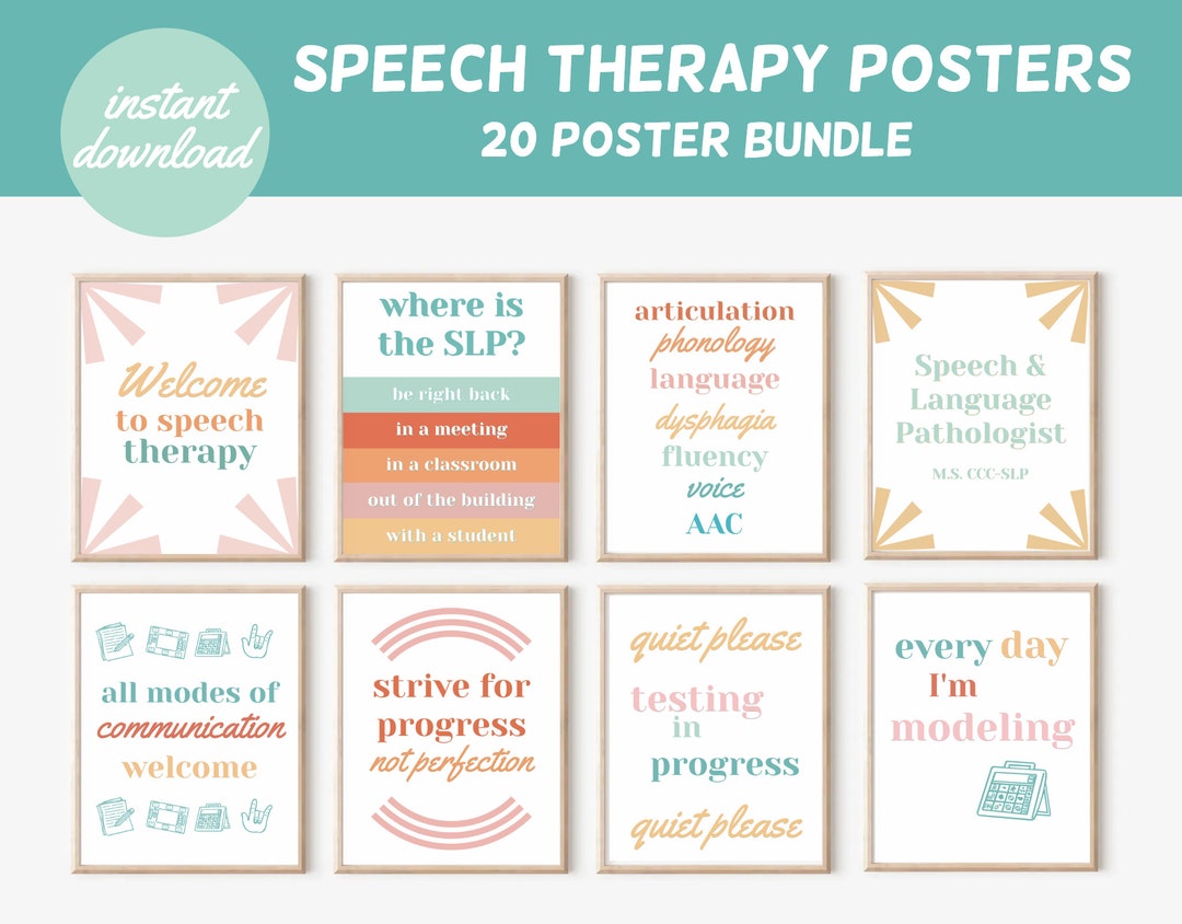 20 Poster Speech Therapy Bundle | SLP Office Decor | Speech Pathology ...