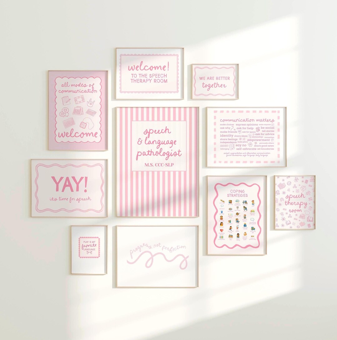 Pink Speech Therapy Poster Bundle, SLP Office Decor - Etsy