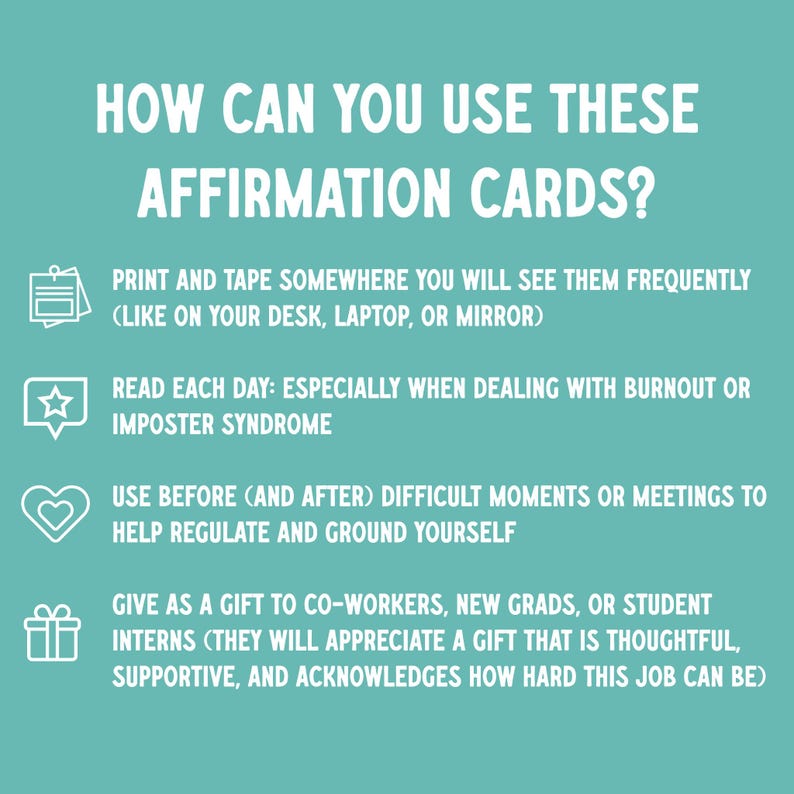 Social Worker Affirmation Cards – Self-care Gift (printable PDF) - Etsy