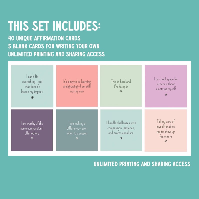 Social Worker Affirmation Cards – Self-care Gift (printable PDF) - Etsy