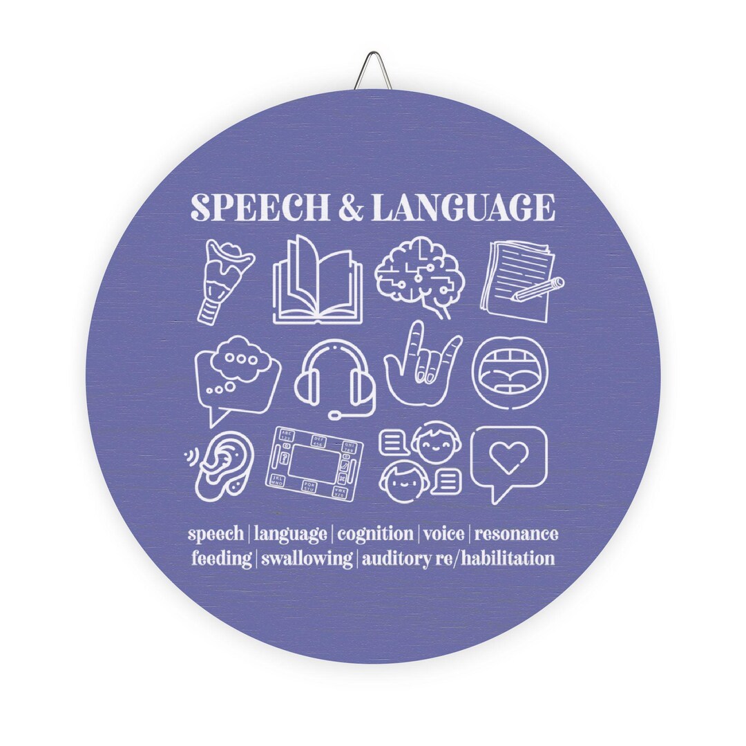 Speech Therapy Door Hanger | Medical SLP Wall Decor | Wooden SLP Sign ...