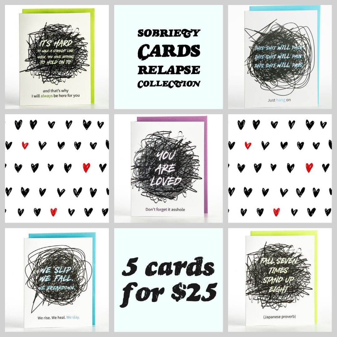 Sobriety Cards : Relapse Collection 5-pack - Etsy