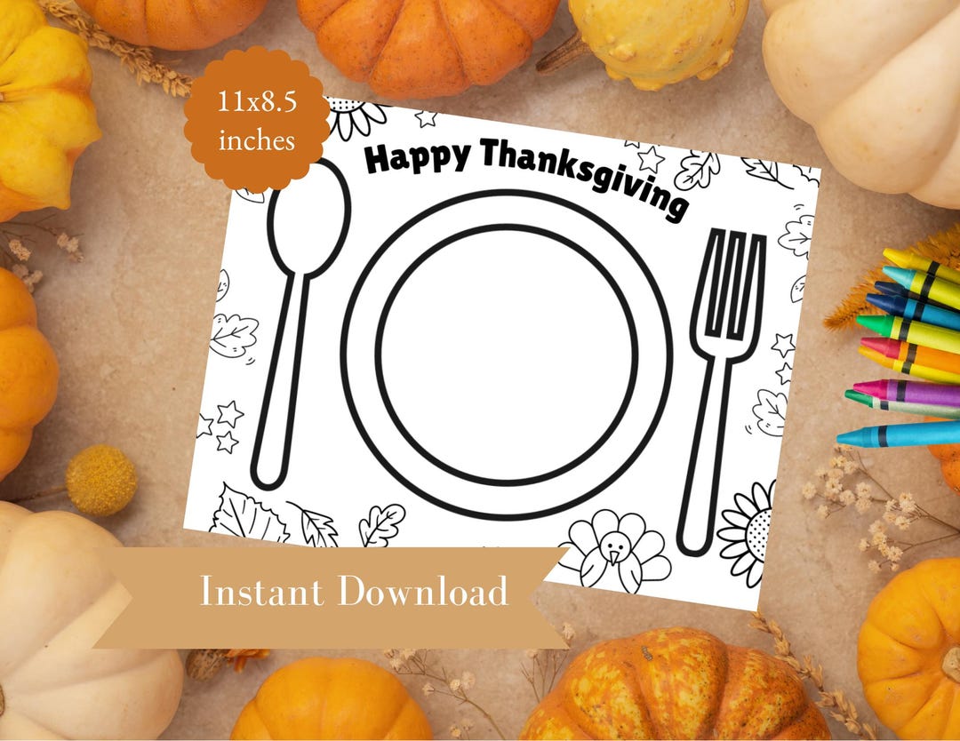 Thanksgiving Activity Sheets: Kids Printable Plate Design (digital ...
