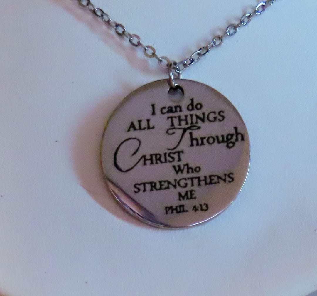 Inspirational Round Pendant Necklace, Laser Engraved Stainless Steel ...
