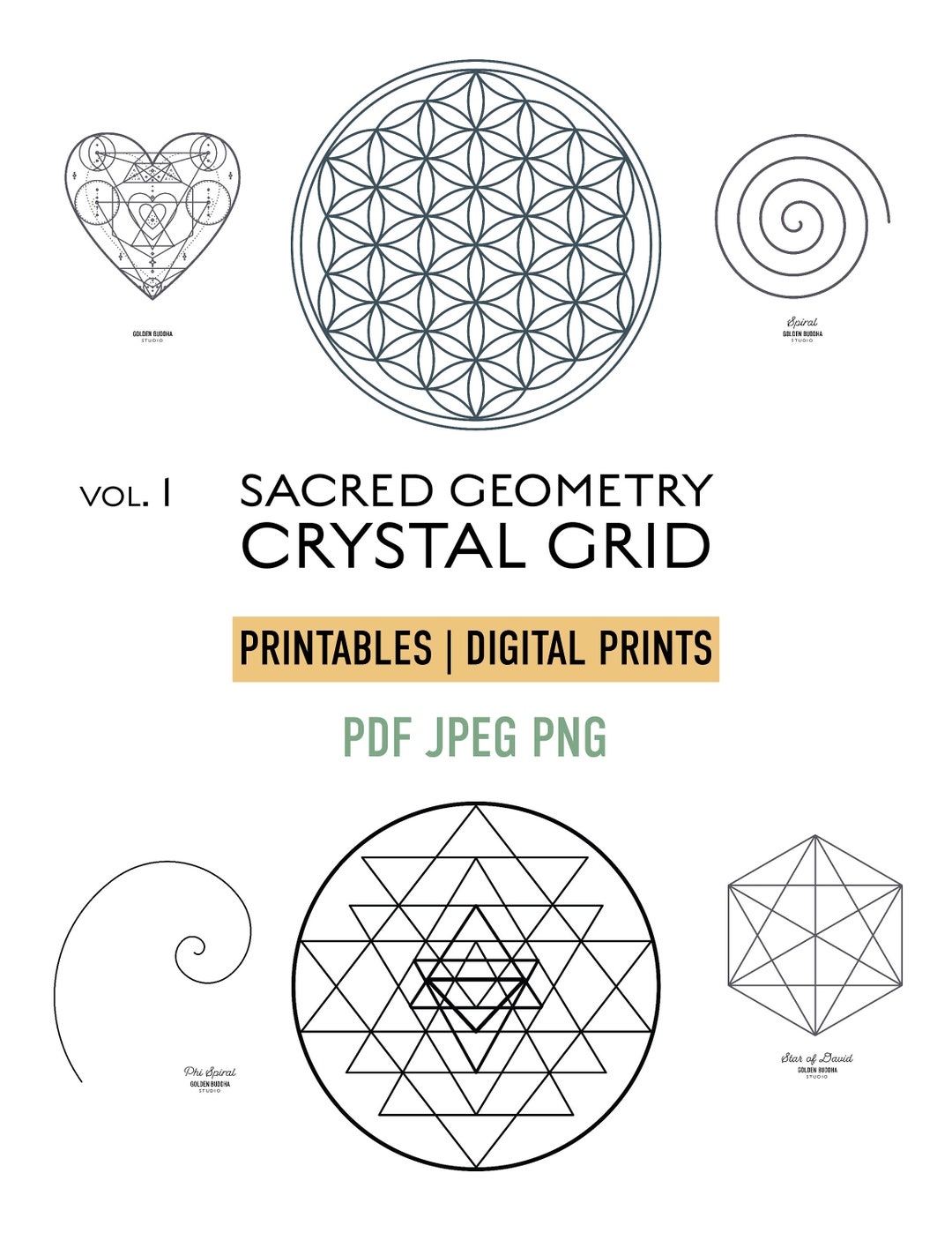 Crystal Grid Printable VOL 1, Sacred Geometry Printable, Digital Prints ...