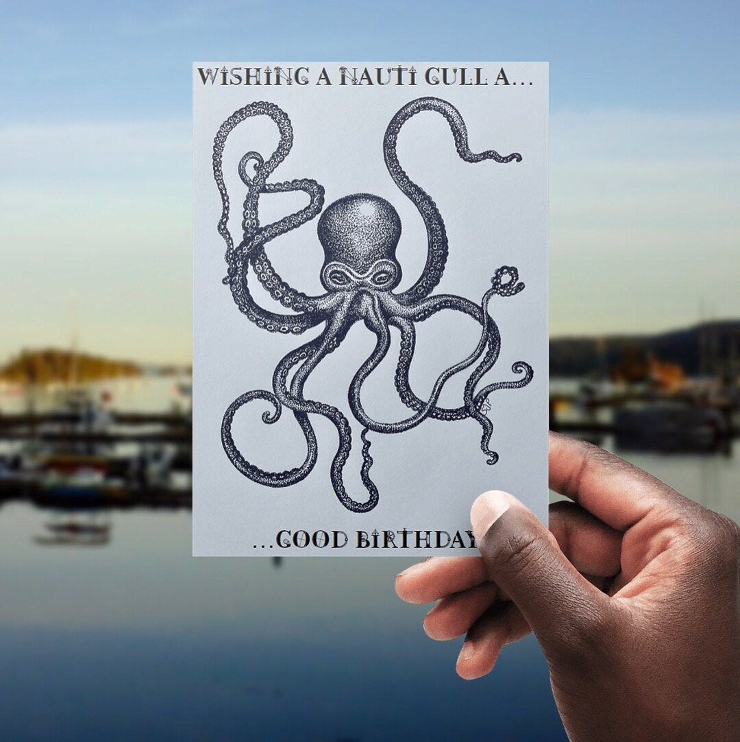 Nauti Gull Kraken Birthday Card Printable Birthday Card - Etsy