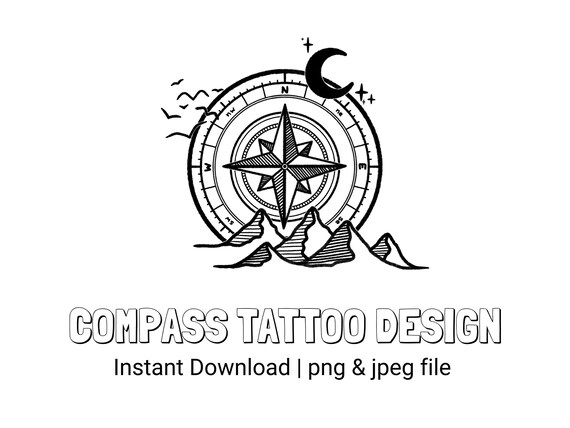 Compass Tattoo Flash Art