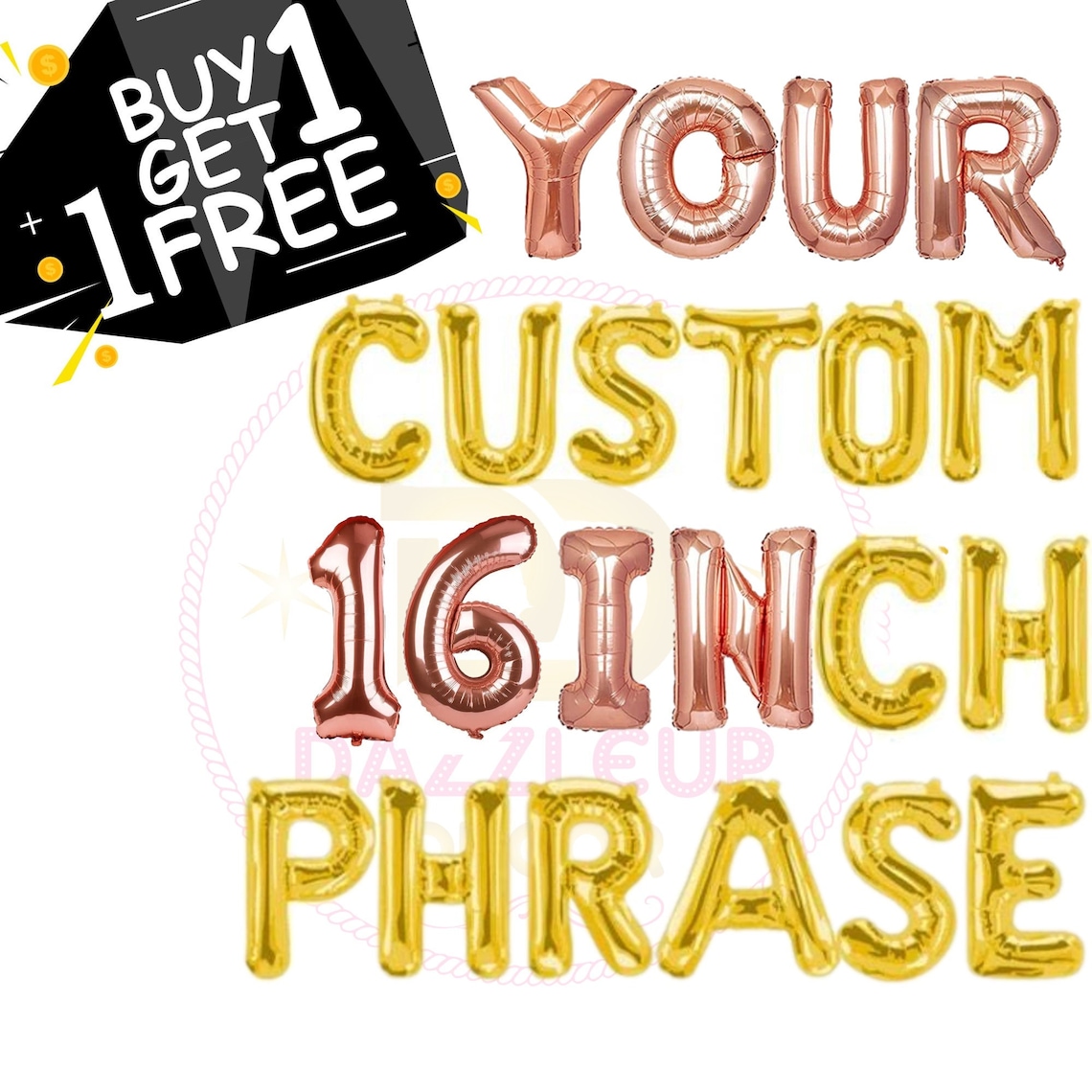 Custom Letter Balloon Banner 16 Letter & 40 Number | Etsy