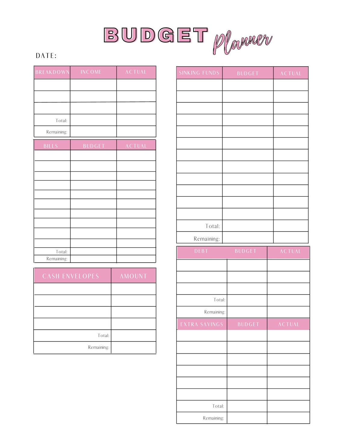 Payday Budget Overview Printable Budget Printable Budget - Etsy