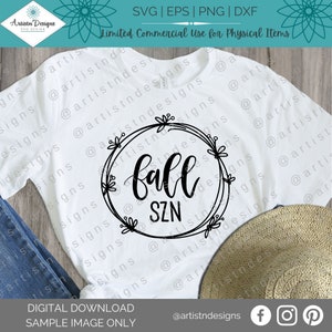 Fall SZN Wreath SVG - SZN Svg - Fall Wreath Svg - Hand Drawn Svg - Fall ...