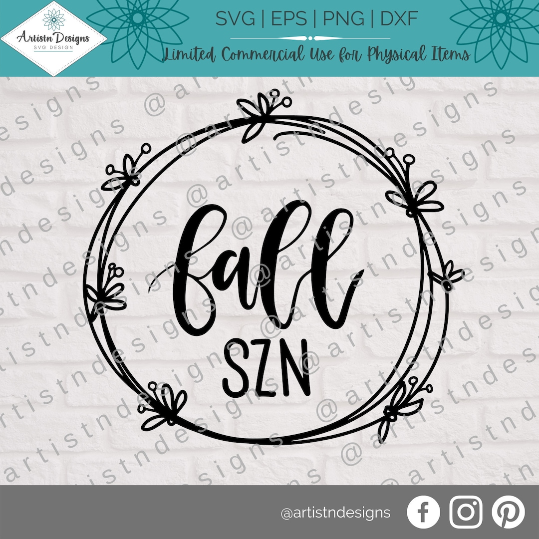 Fall SZN Wreath SVG - SZN Svg - Fall Wreath Svg - Hand Drawn Svg - Fall ...