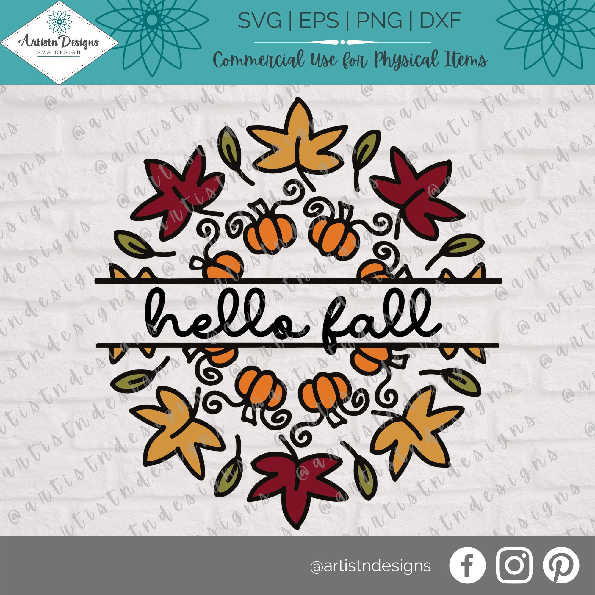 Hello Fall SVG - Hello Fall Multi-layered Svg - Hello Fall Leaves Svg ...