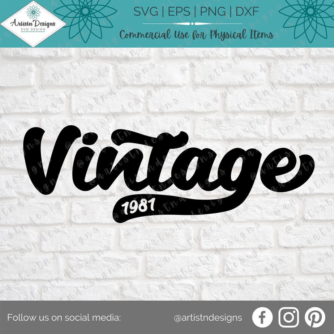 Vintage 1981 SVG - Born in 1981 SVG - Vintage Birthday Shirt SVG ...